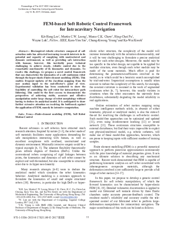 (PDF) FEM-based soft robotic control framework for intracavitary ...