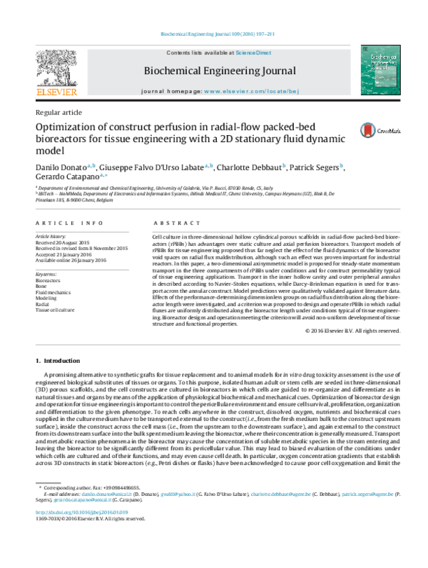 Pdf Optimization Of Construct Perfusion In Radial Flow Packed Bed Bioreactors For Tissue