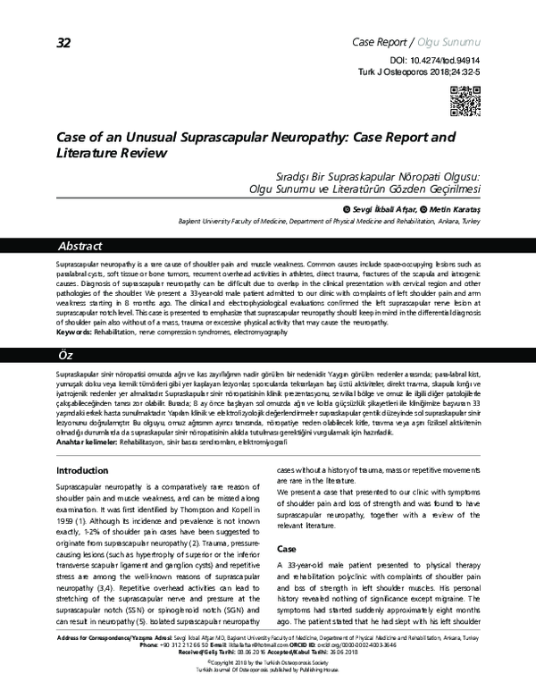 (PDF) Case of an Unusual Suprascapular Neuropathy: Case Report and Literature Review