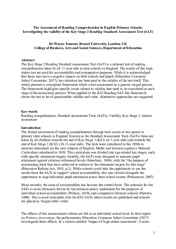 (PDF) The assessment of reading comprehension in English primary ...