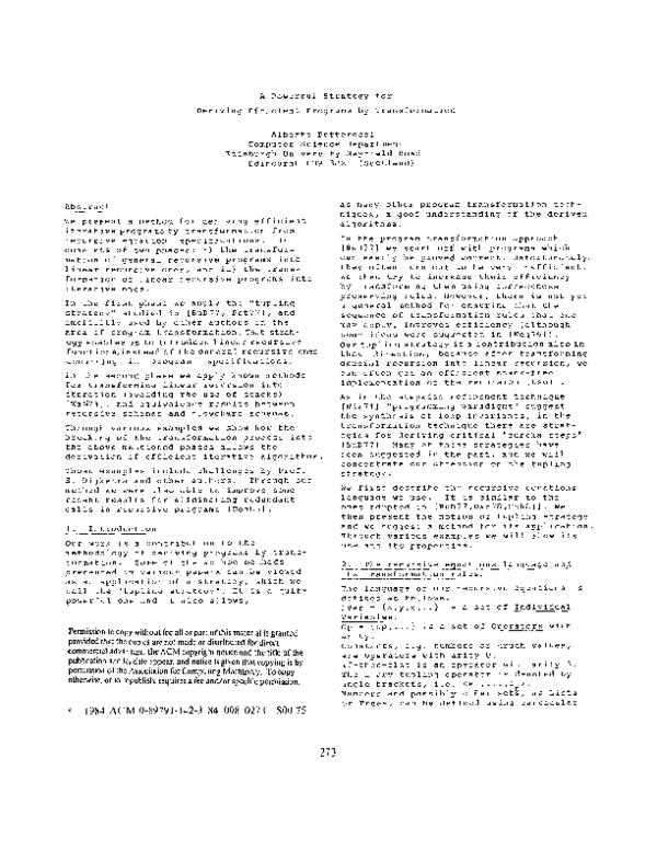 (PDF) A powerful strategy for deriving efficient programs by transformation