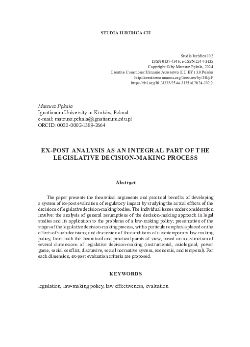 (PDF) Ex-Post Analysis as an Integral Part of the Legislative Decision ...