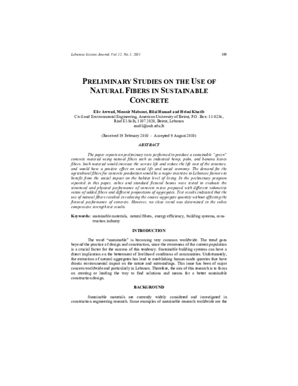 (PDF) Preliminary studies on the use of natural fibers in sustainable ...