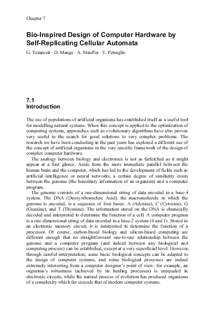 (PDF) Bio-Inspired Design of Computer Hardware by Self-Replicating Cellular Automata