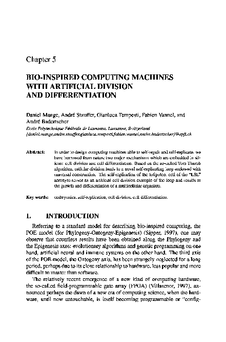 (PDF) Bio-Inspired Computing Machines with Artificial Division and Differentiation