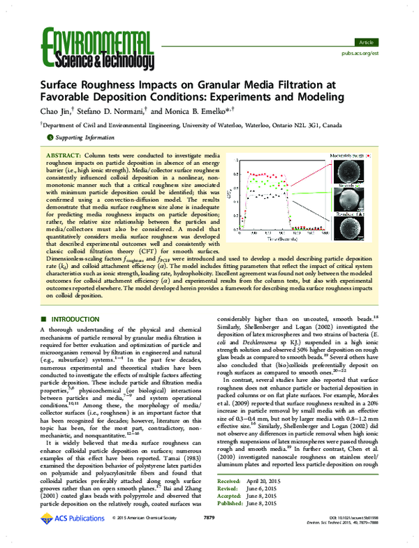 (PDF) Surface Roughness Impacts on Granular Media Filtration at ...