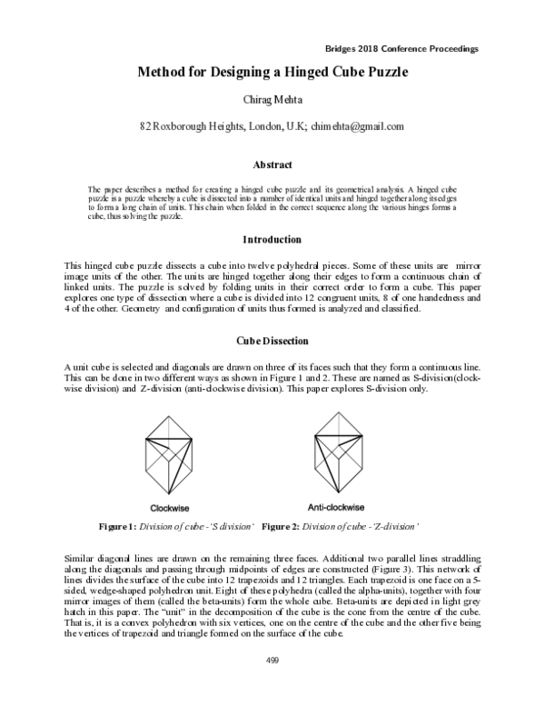 (PDF) Method for Designing a Hinged Cube Puzzle | chirag mehta - Academia.edu