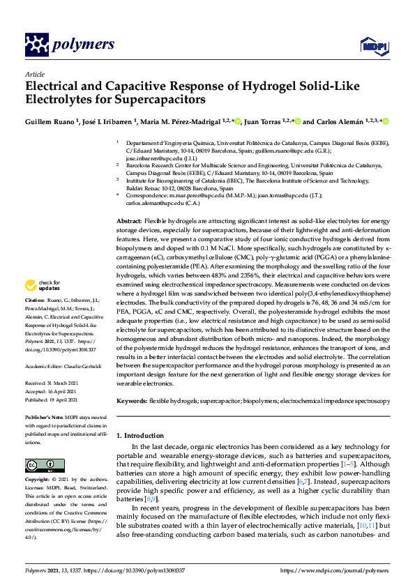 (PDF) Electrical and Capacitive Response of Hydrogel Solid-Like ...