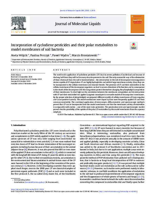 (PDF) Incorporation of cyclodiene pesticides and their polar ...