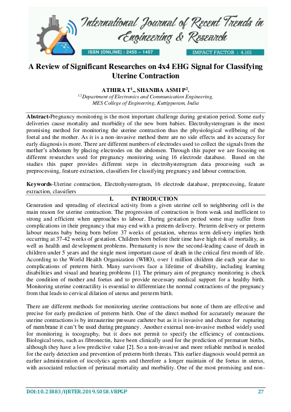 (PDF) A Review of Significant Researches on 4×4 EHG Signal for ...