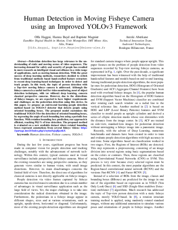 (PDF) Human Detection in Moving Fisheye Camera using an Improved YOLOv3 Framework