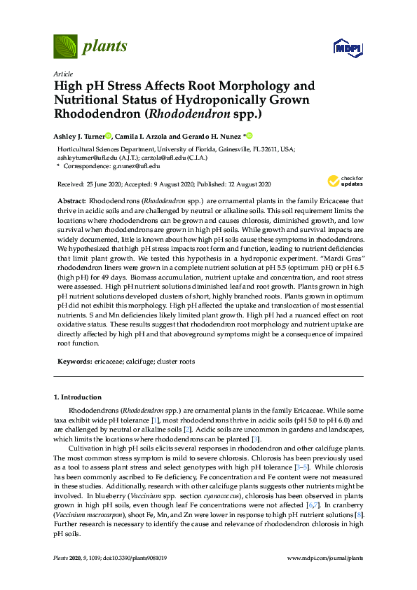 (PDF) High pH Stress Affects Root Morphology and Nutritional Status of ...