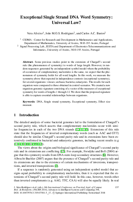 (PDF) Exceptional Single Strand DNA Word Symmetry: Universal Law?