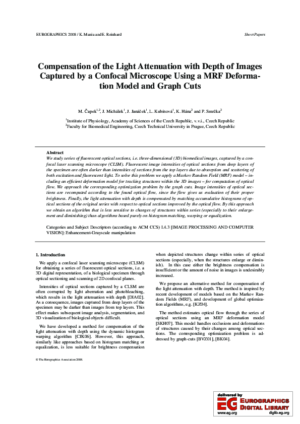 (PDF) Compensation of the Light Attenuation with Depth of Images Captured by a Confocal ...