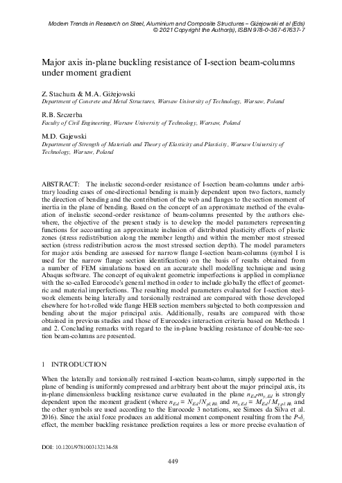 (PDF) Major axis in-plane buckling resistance of I-section beam-columns ...