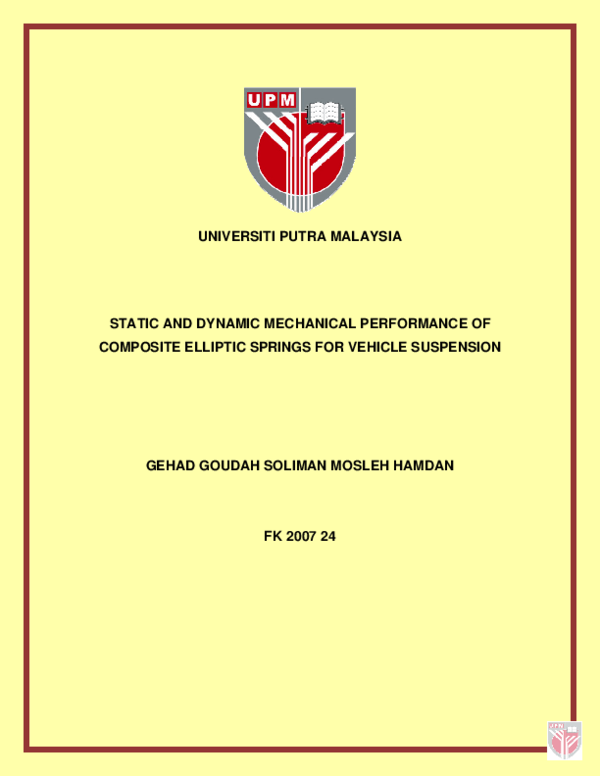 (PDF) Static And Dynamic Mechanical Performance Of Composite Elliptic ...