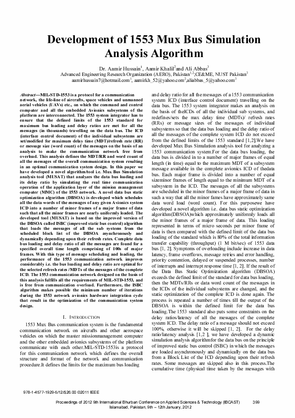 (PDF) Development of 1553 mux bus simulation analysis algorithm
