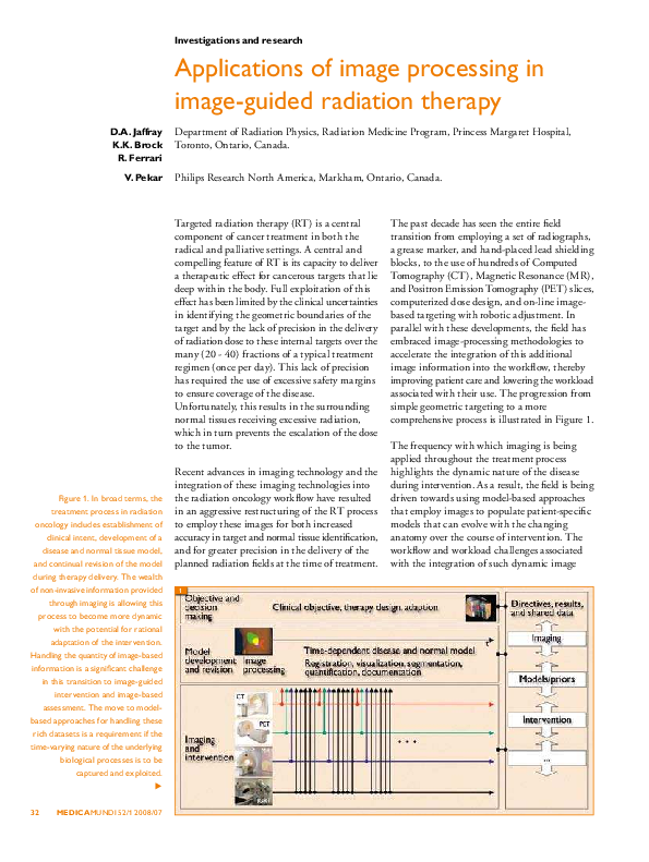 (PDF) Applications of image processing in image-guided radiation therapy
