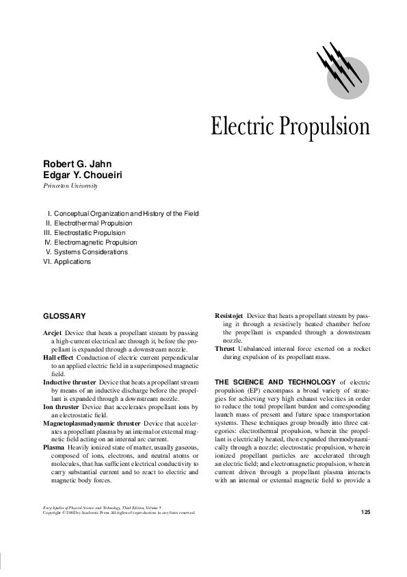 (PDF) Electric Propulsion