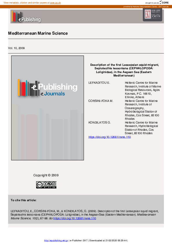 (PDF) Description of the first Lessepsian squid migrant, Sepioteuthis ...