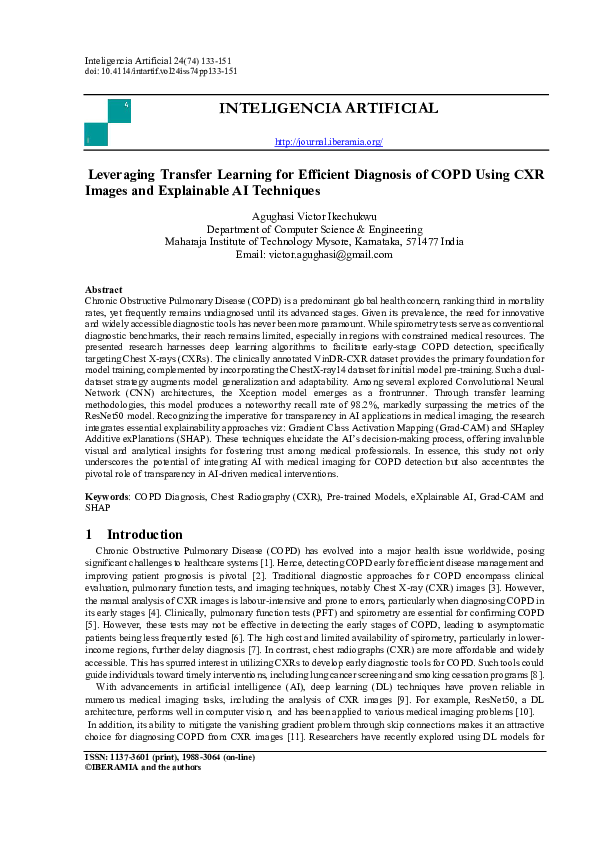 (PDF) Leveraging Transfer Learning for Efficient Diagnosis of COPD Using CXR Images and ...