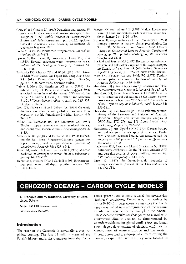 (PDF) Cenozoic Oceans – Carbon Cycle Models