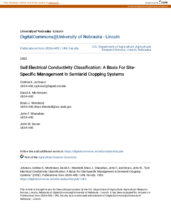 (PDF) Soil Electrical Conductivity Classification: A Basis For Site ...