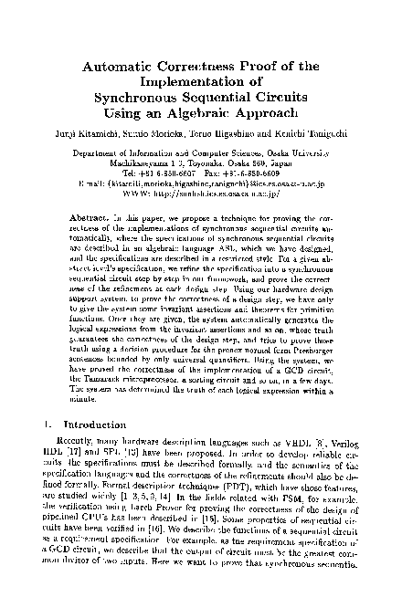 (PDF) Automatic correctness proof of the implementation of synchronous sequential circuits using ...