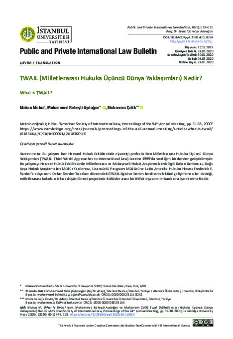 (PDF) TWAIL (Milletlerarası Hukuka Üçüncü Dünya Yaklaşımları) Nedir?