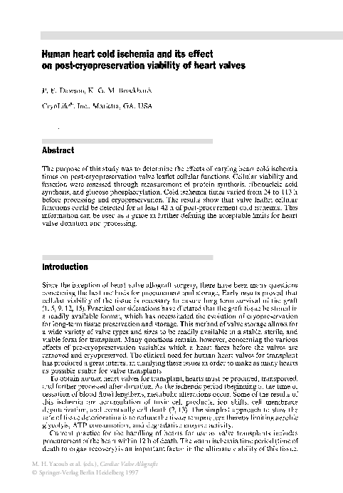 (PDF) Human heart cold ischemia and its effect on post-cryopreservation ...