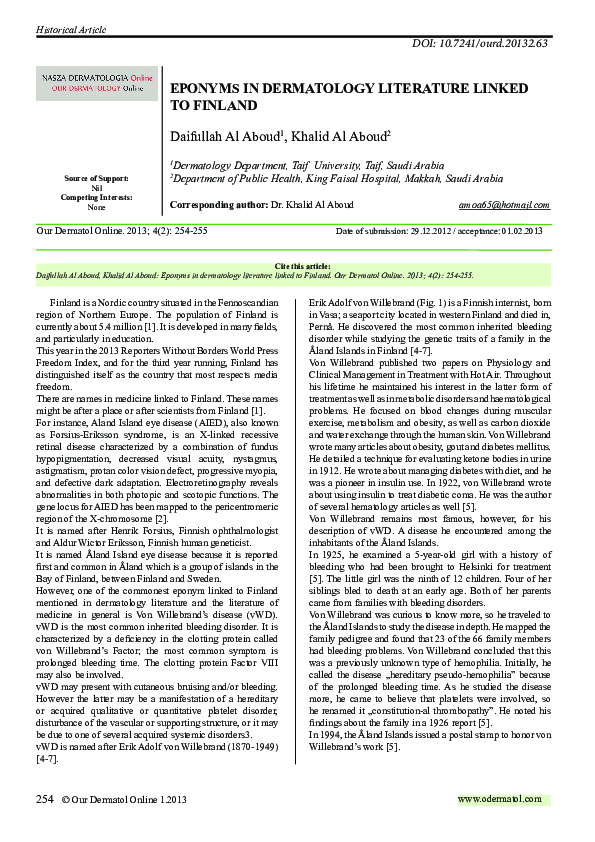 (PDF) Eponyms in dermatology literature linked to Canada