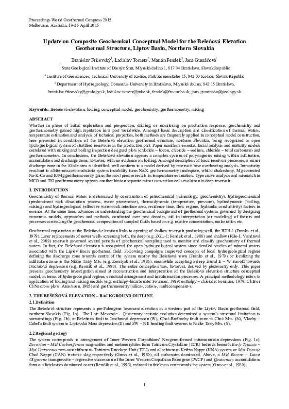 (PDF) Geochemical Model of Bešeňová Geothermal System