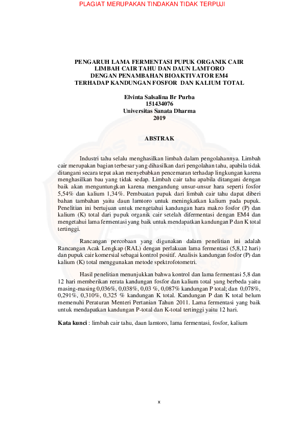 (PDF) Pengaruh lama fermentasi pupuk organik cair limbah cair tahu dan daun lamtoro dengan ...
