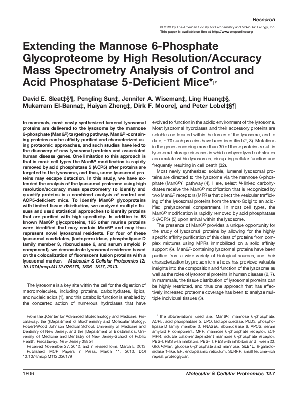 (PDF) Extending the Mannose 6-Phosphate Glycoproteome by High ...