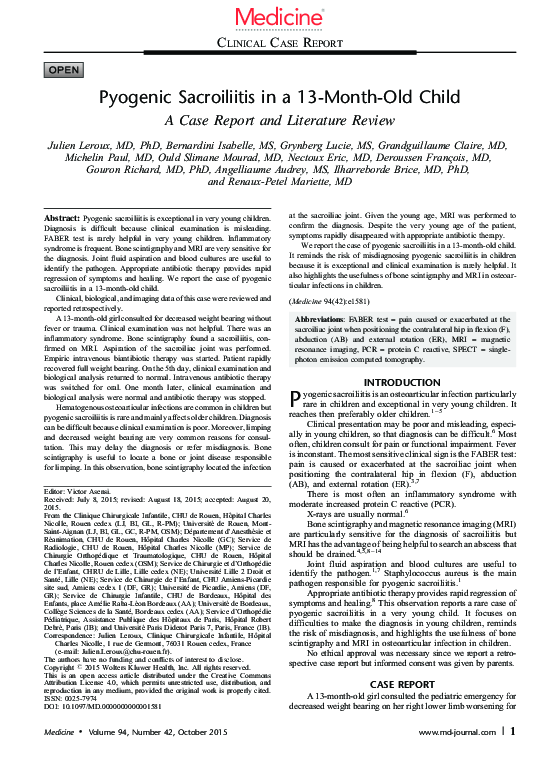 (PDF) Pyogenic Sacroiliitis in a 13-Month-Old Child