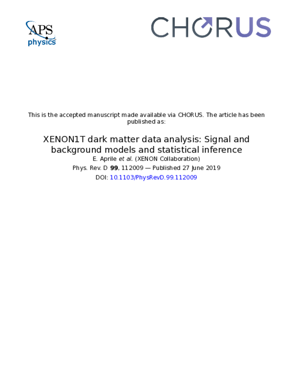 (PDF) XENON1T dark matter data analysis: Signal and background models ...