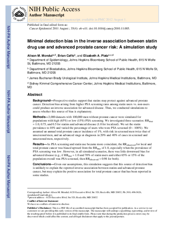 (PDF) Minimal detection bias in the inverse association between statin ...