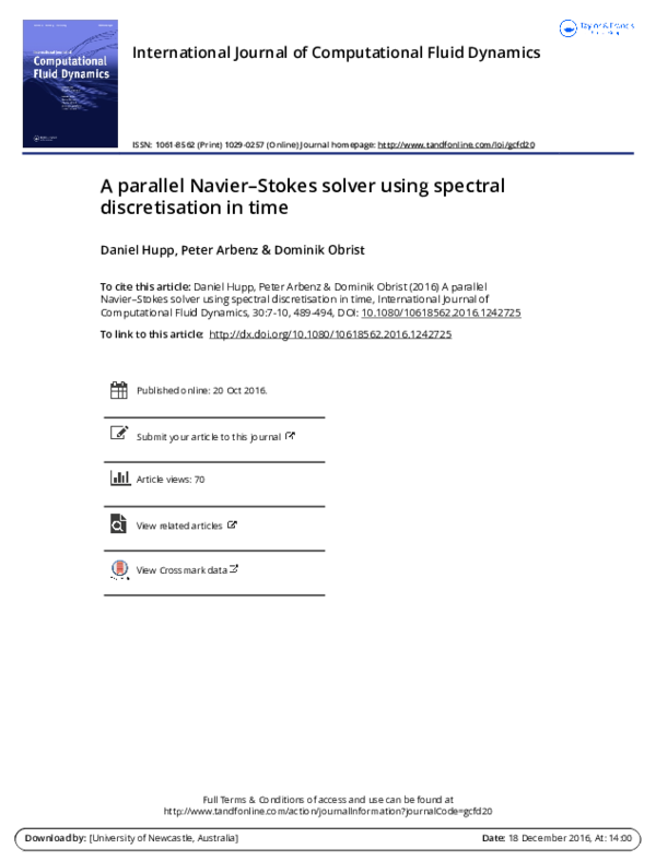 (PDF) A parallel Navier–Stokes solver using spectral discretisation in time