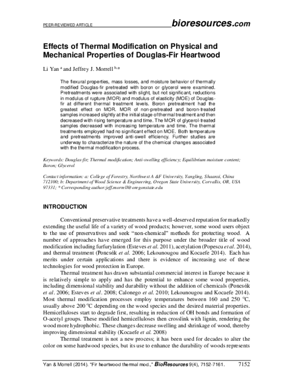 (PDF) Effects of Thermal Modification on Physical and Mechanical ...