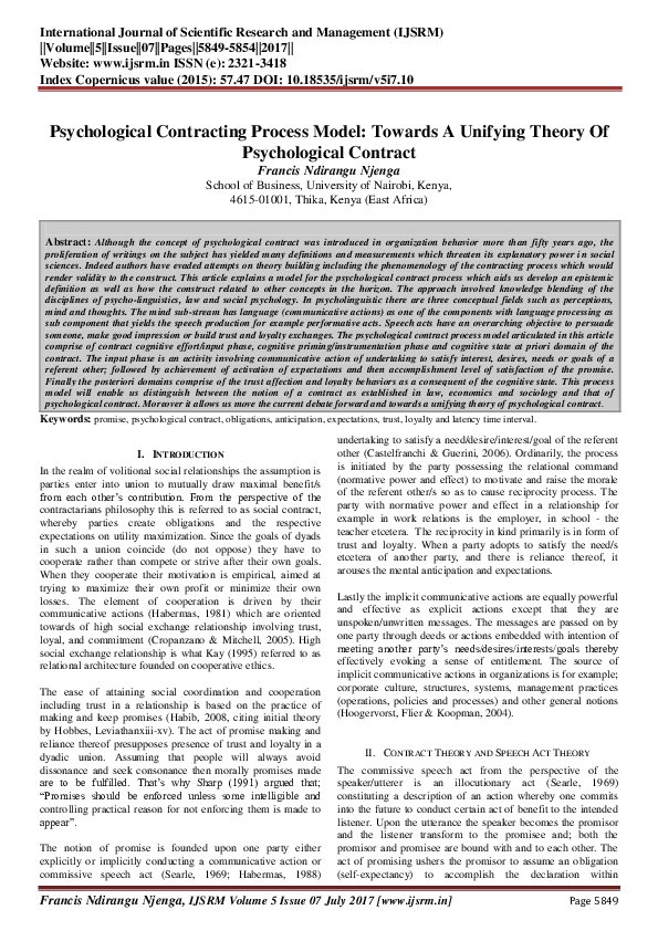 (PDF) Psychological Contracting Process Model: Towards A Unifying ...