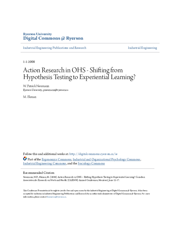 (PDF) Action Research in OHS - Shifting from Hypothesis Testing to ...