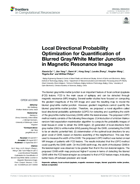 (PDF) Local Directional Probability Optimization for Quantification of ...