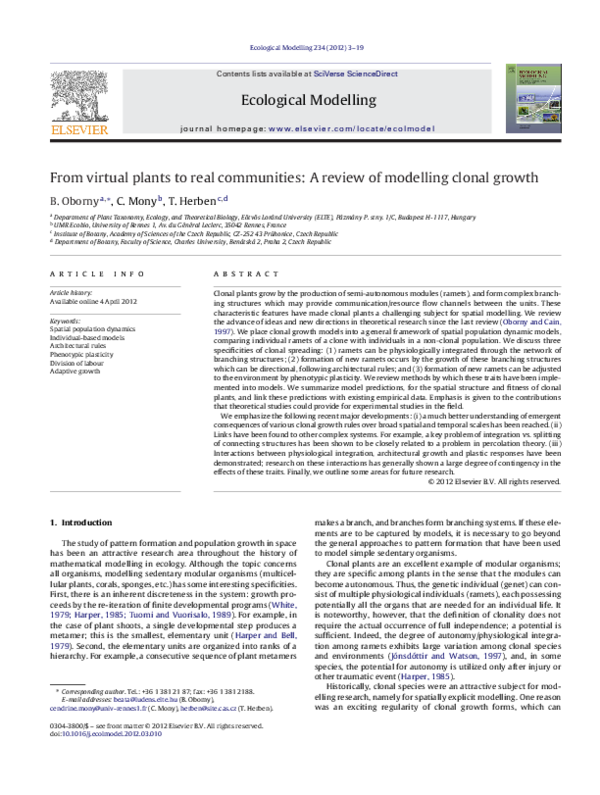 (PDF) From virtual plants to real communities: A review of modelling ...