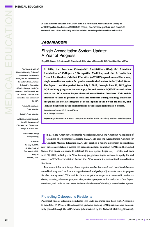(PDF) Single Accreditation System Update: A Year of Progress