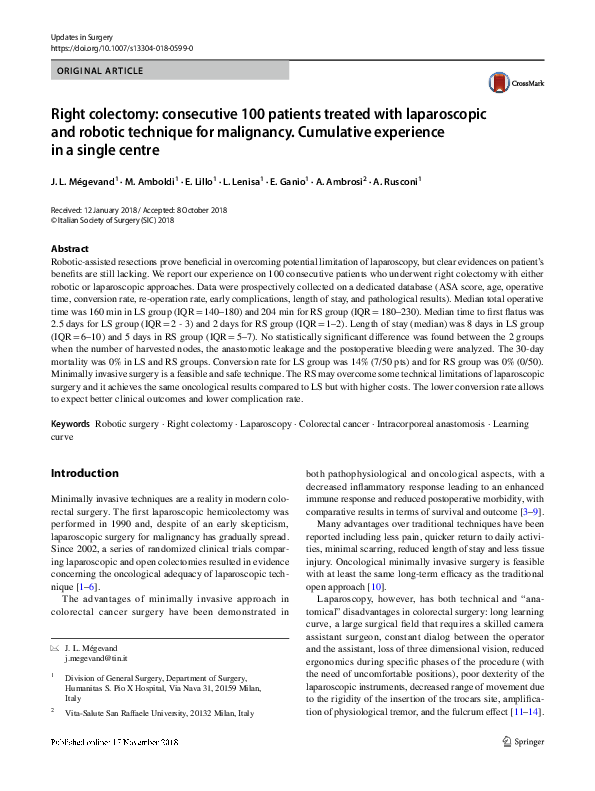 (PDF) Right colectomy: consecutive 100 patients treated with ...