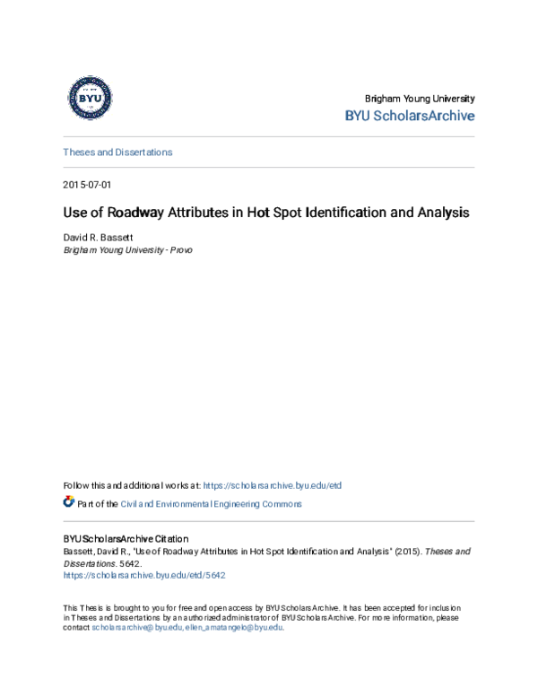 (PDF) Use of Roadway Attributes in Hot Spot Identification and Analysis