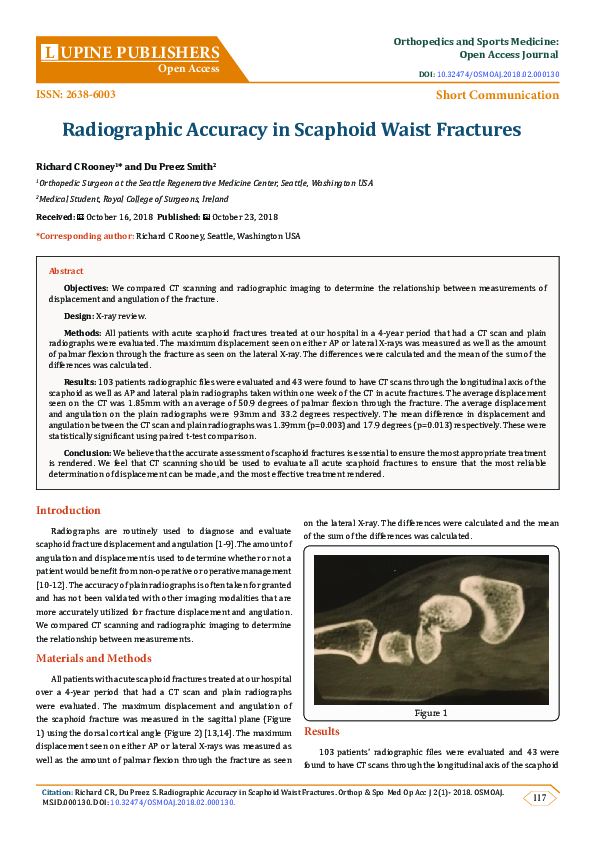 (PDF) Radiographic Accuracy in Scaphoid Waist Fractures