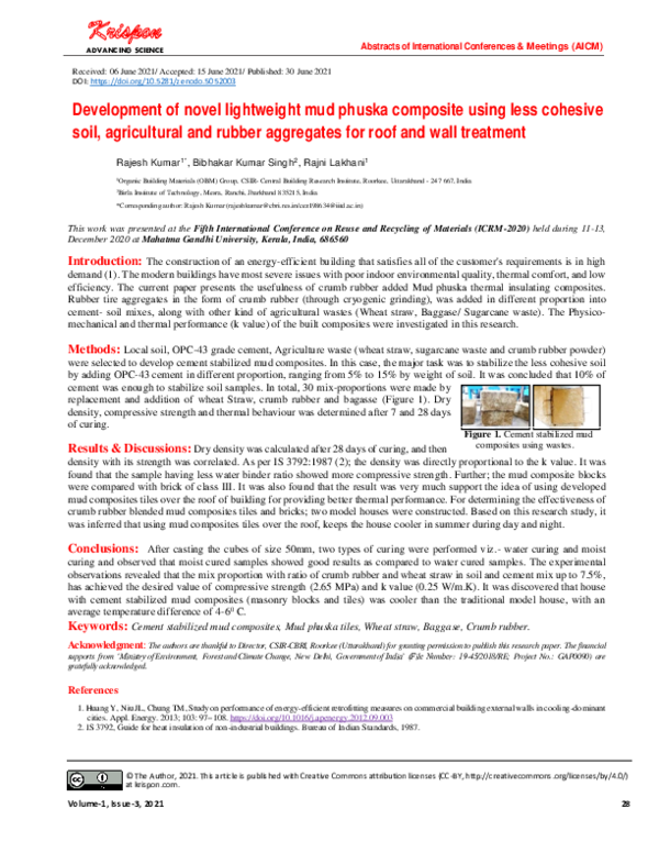 (PDF) Development of novel lightweight mud phuska composite using less ...