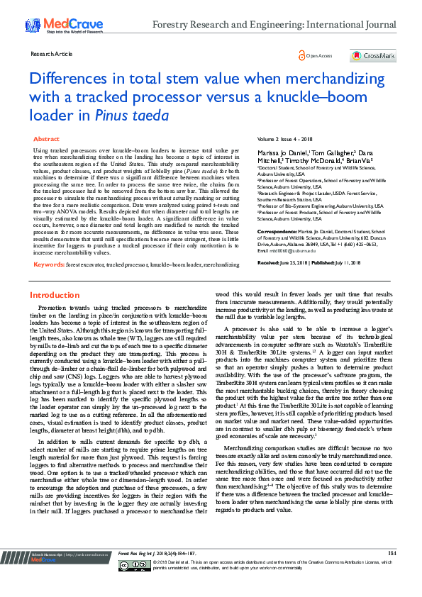 (PDF) Differences in total stem value when merchandizing with a tracked ...