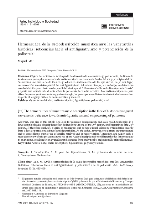 (PDF) The hermeneutics of museum audio description in the face of ...